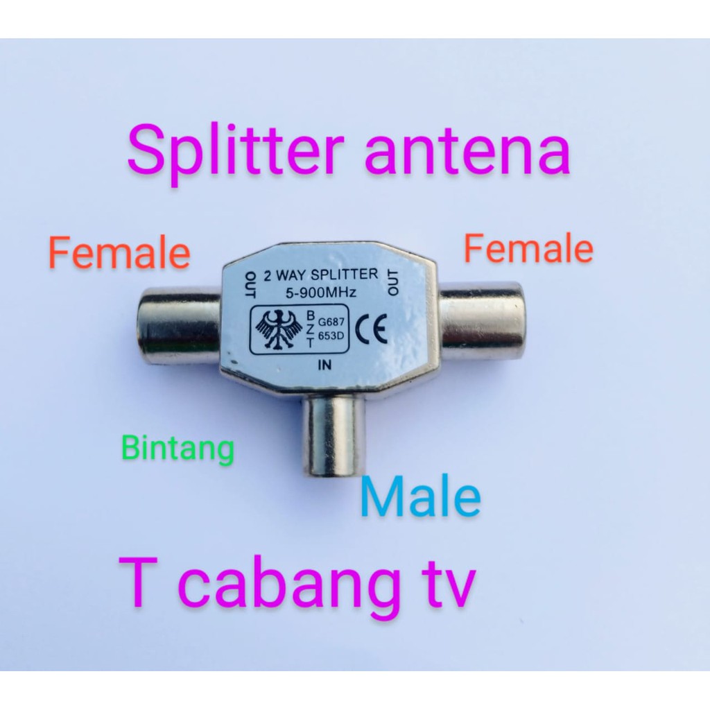 Jual Splitter cabang T antena TV 2 way metal besi | Shopee Indonesia