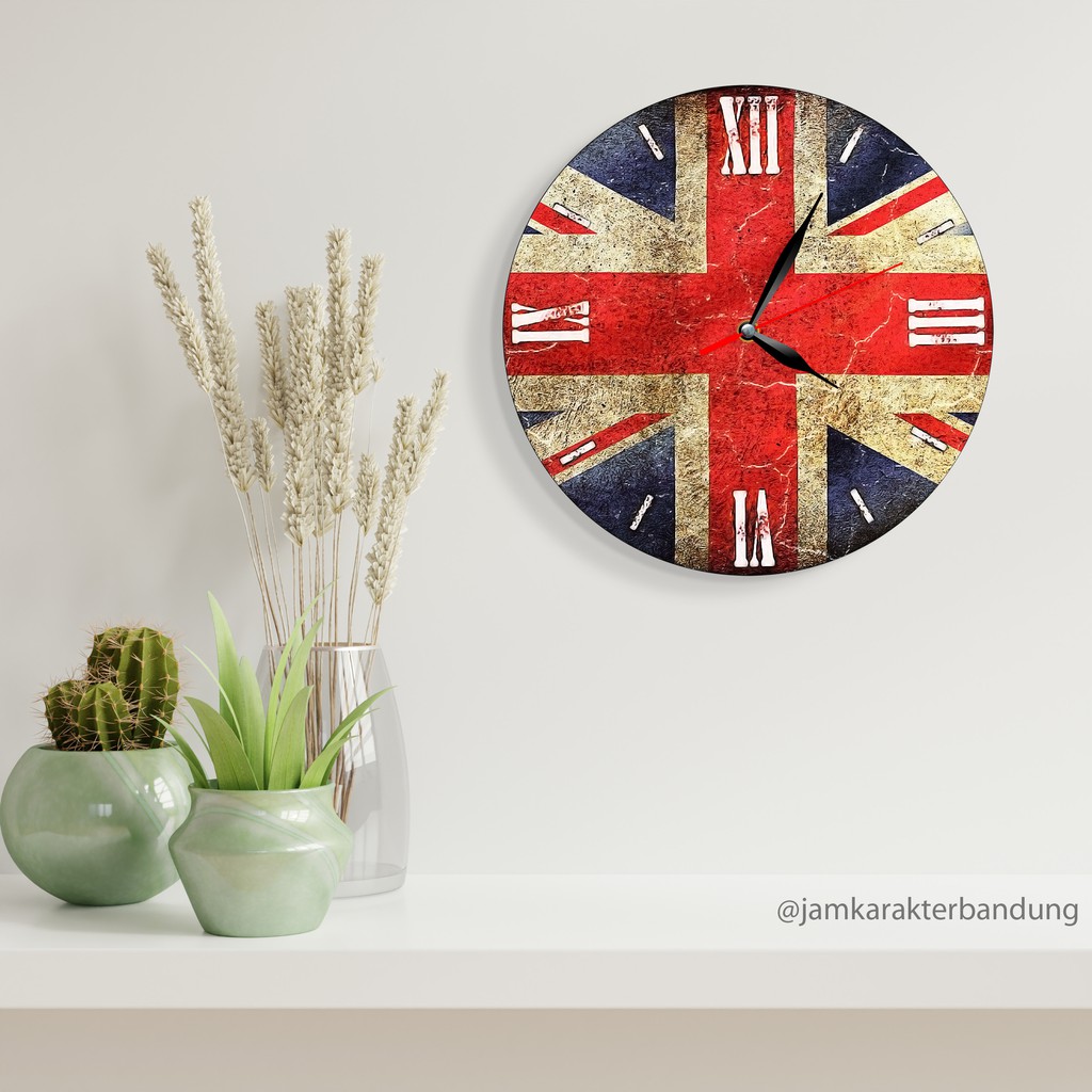 Jual Jam Karakter Bandung - 087 Jam Dinding Motif Bendera Inggris ...