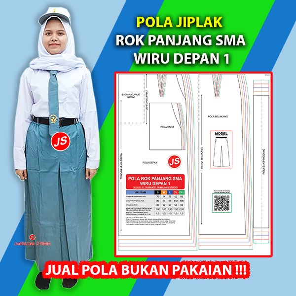 Jual Pola Jiplak Rok Panjang SMA Wiru Depan 1 [ Pola Baju Jamblang ...