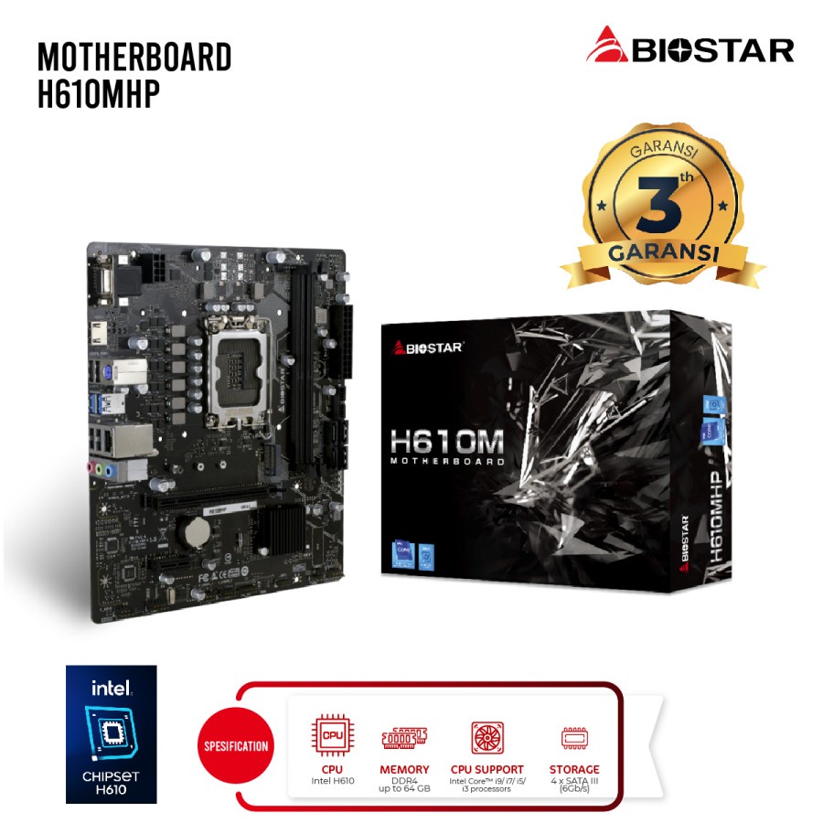 Jual BIOSTAR H610MHP DDR4 - Intel Motherboard LGA1700 | Shopee Indonesia