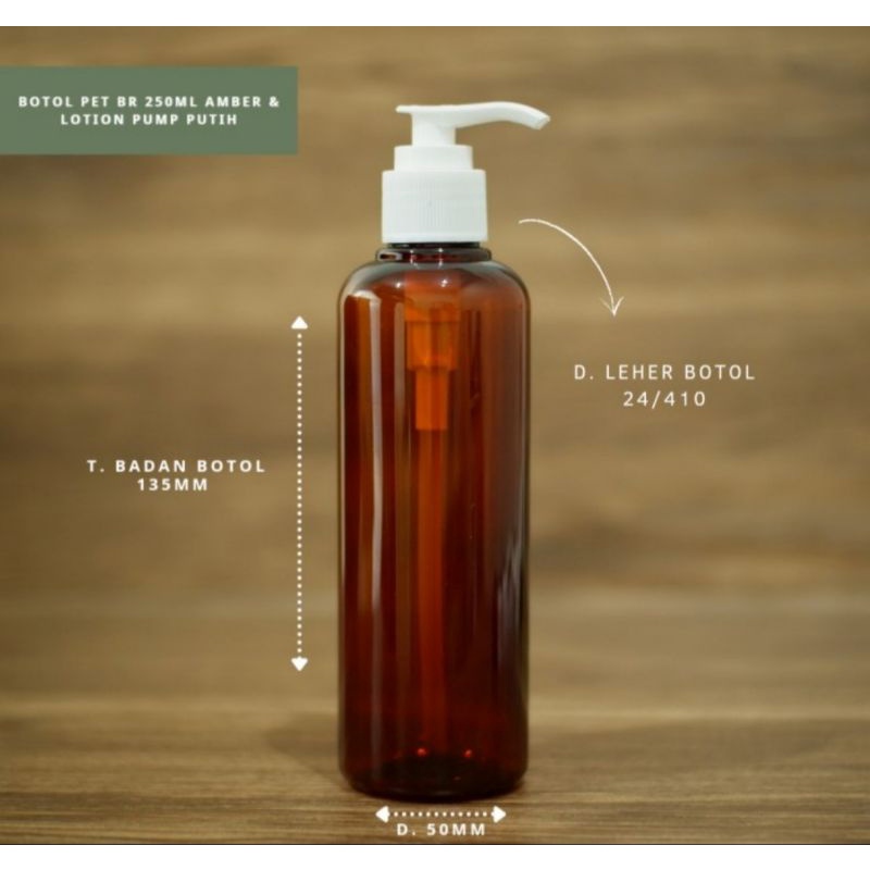 Jual BOTOL PLASTIK 250ML AMBER PUMP PUTIH BOTOL PUMP 250ML AMBER COKLAT | Shopee Indonesia