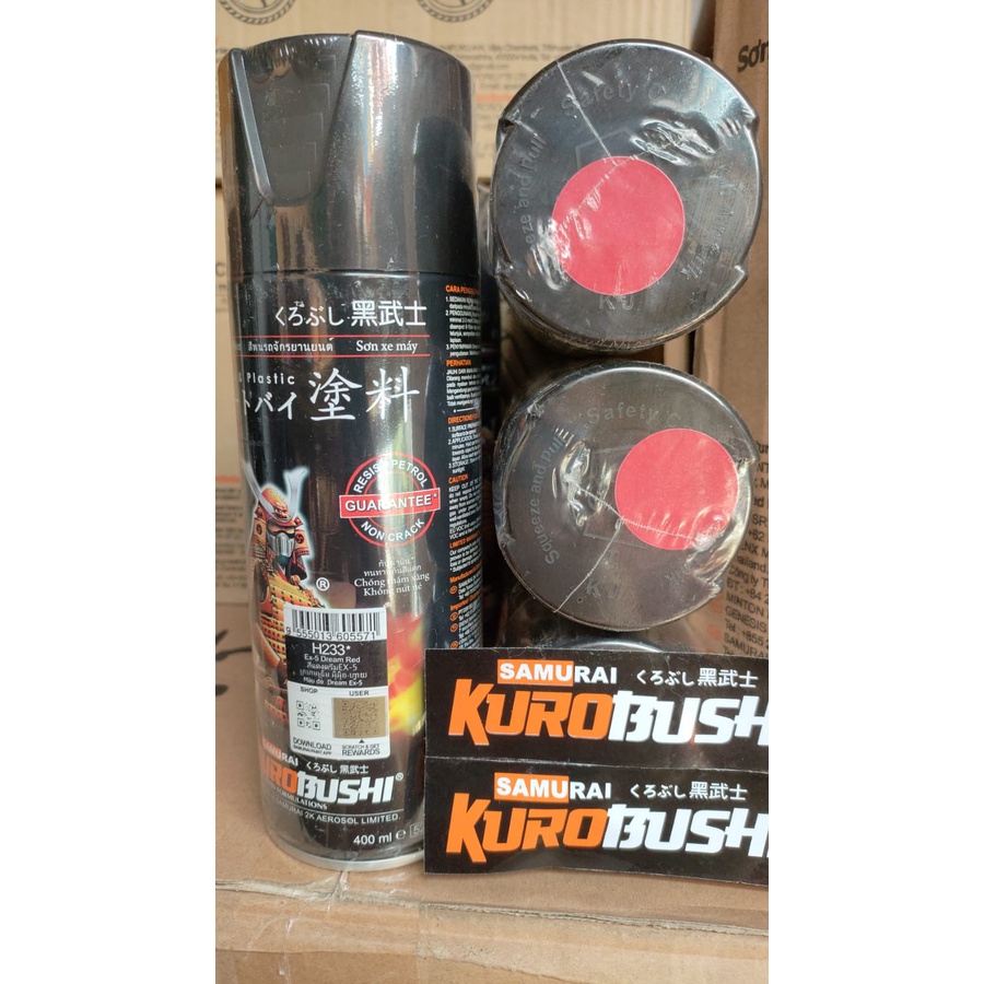 Jual cat semprot samurai kurobushi pilok pilox samurai ex-5 dream red 400ml metallic merah cerah ...