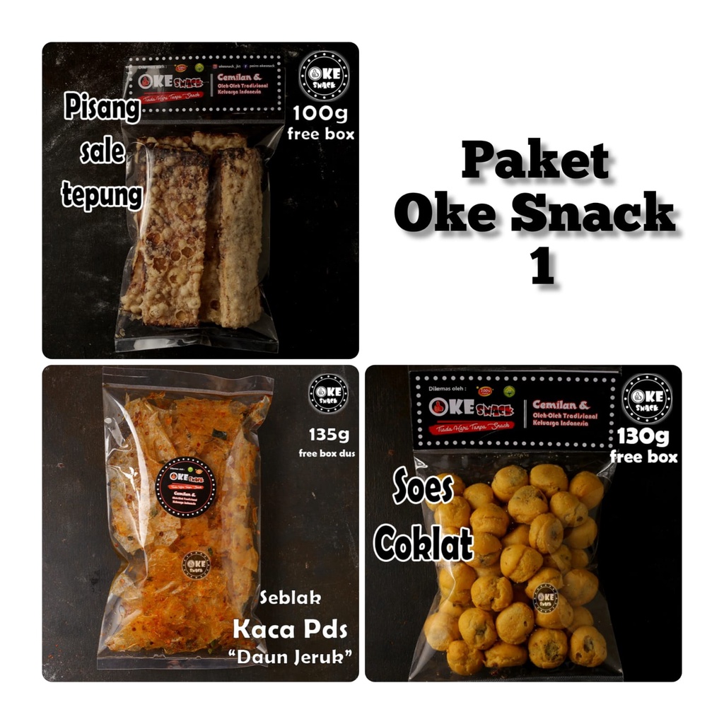 Jual Paket Oke Snack 1 Soes Coklat Kripca Pisang Sale 100g | Shopee ...