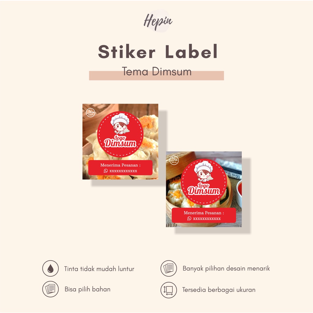 Jual Cetak Stiker Kemasan Produk DIMSUM - Box Makanan - Stiker Label ...