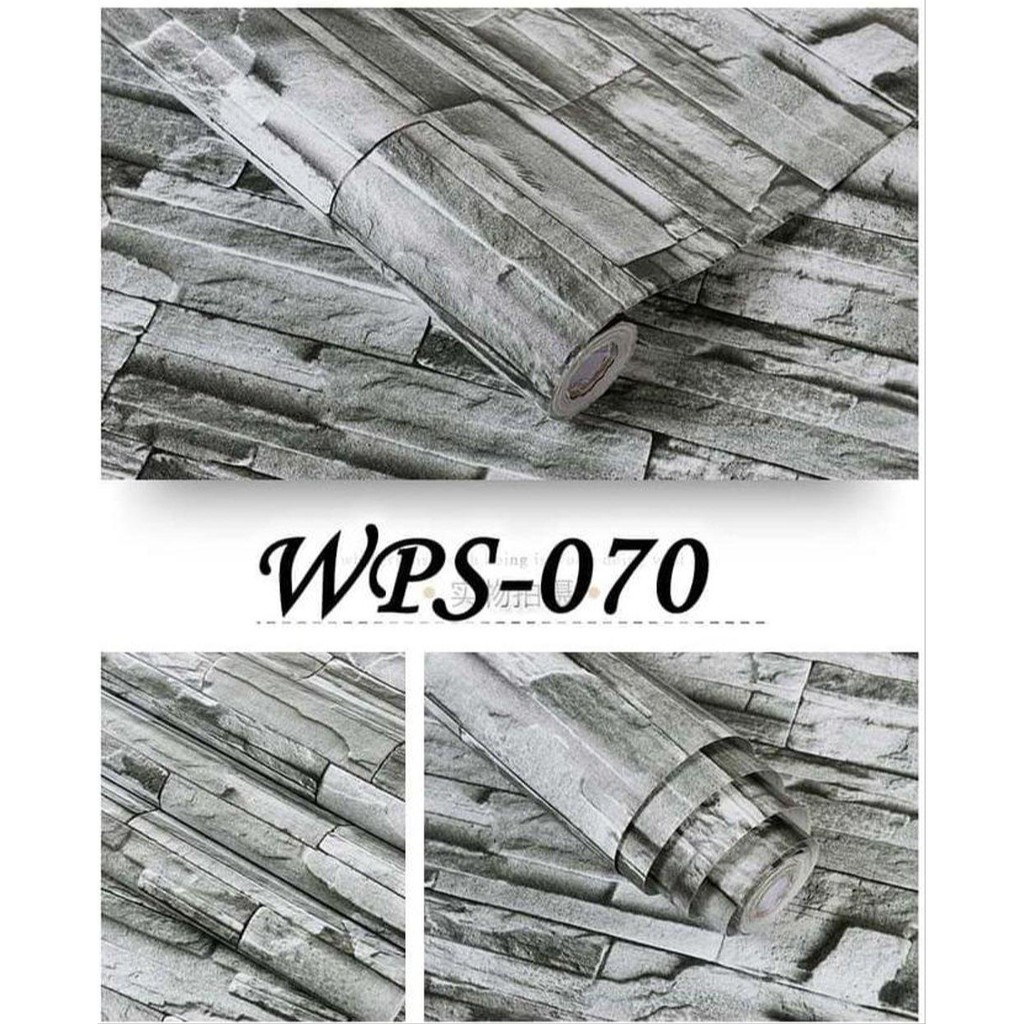 Jual Wallpaper Sticker Dinding 3D Motif Batu Alam Abu WPS070 Walpaper ...