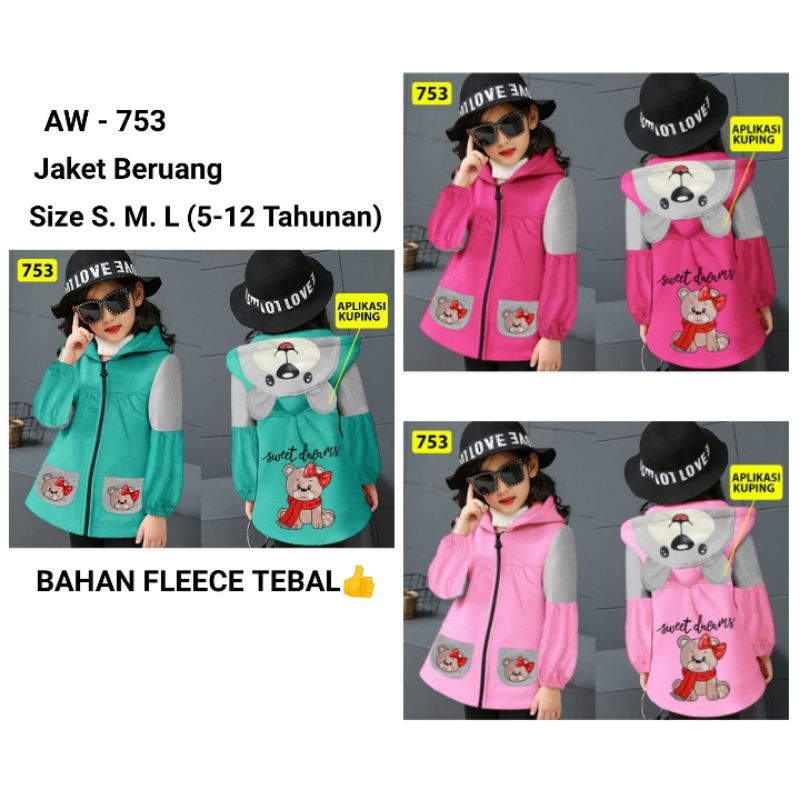 Jual Jaket anak perempuan sweat bear lucu size anak 3-15tahunan ...