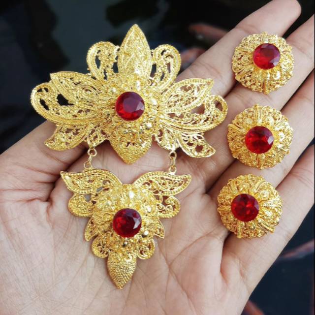 Jual Set Bross Alpaka Bali Plated Gold (bross, cincin, anting) | Shopee Indonesia