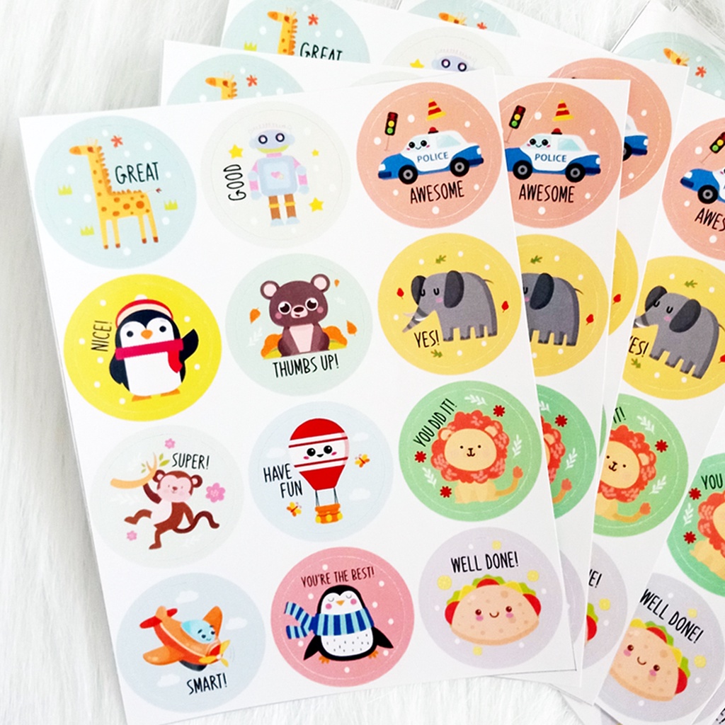 Jual Sticker Reward Bulat untuk Anak / Sticker anak / Sticker lucu ...