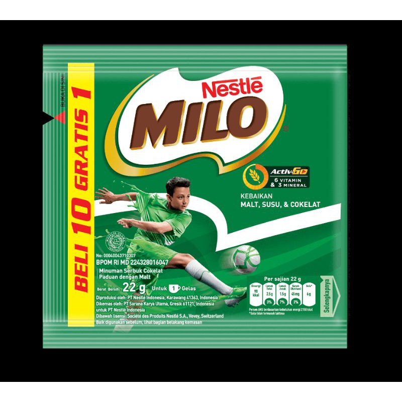 Jual NESTLE MILO MINUMAN SUSU COKLAT SERBUK 22 GRAM (Ecer per sachet ...