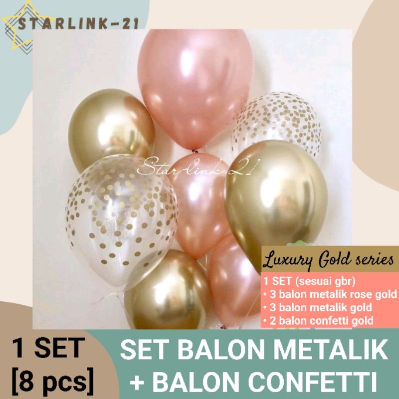 Jual [1 SET] PAKET BALON LUXURY GOLD | Set Dekor Ultah Bridal Shower ...