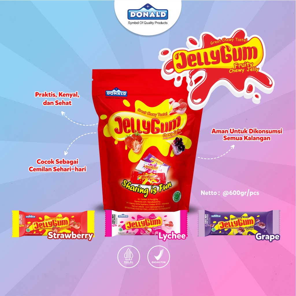 Jual Donald Jelly Gum Pouch Permen Jeli Gummy Great Chewy Taste Aneka ...