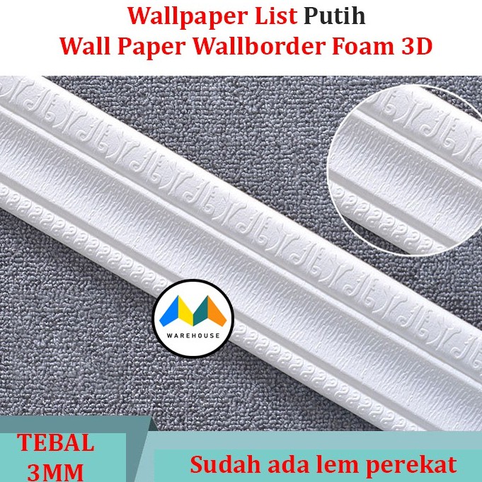 Jual MW Wallpaper List Putih Wall Paper Wallpaper Wallborder Foam 3D ...