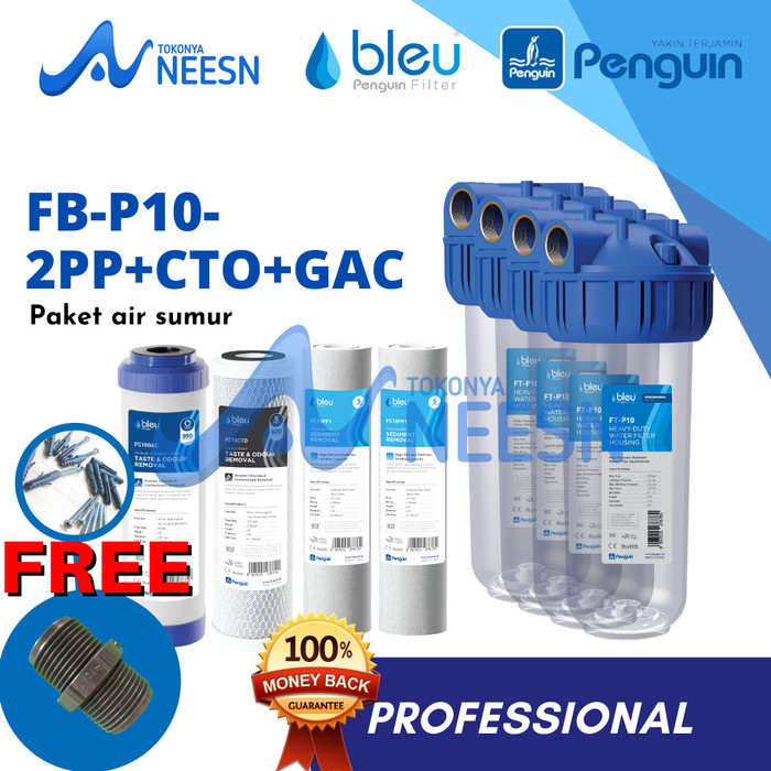 Jual Paket Filter Air sumur/tandon/toren Bleu Penguin FB 10 in 2PP+ CTO ...