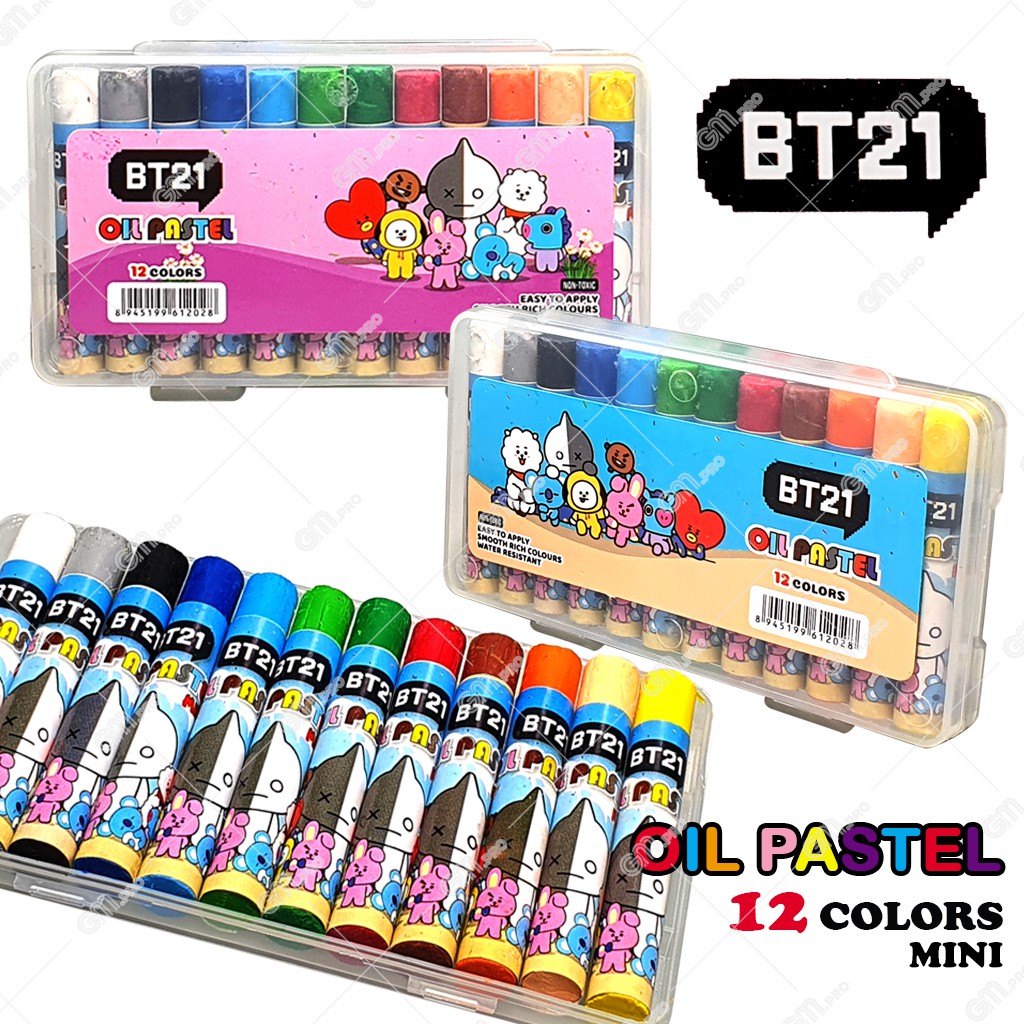 Jual Oil pastel mini BTS BT21 12 warna / Crayon mini BTS BT21 12 warna ...