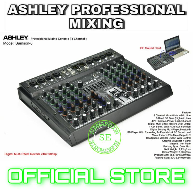 Jual mixer audio 8 channel original ashley samson 8 usb bluetooth ...