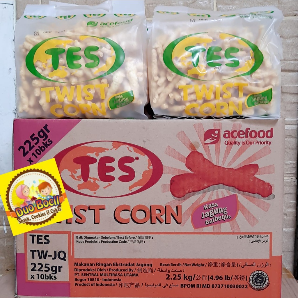 Jual Twist Corn Jagung Barbeque TES Acefood 225 Gram - Duo Bocil Snack ...