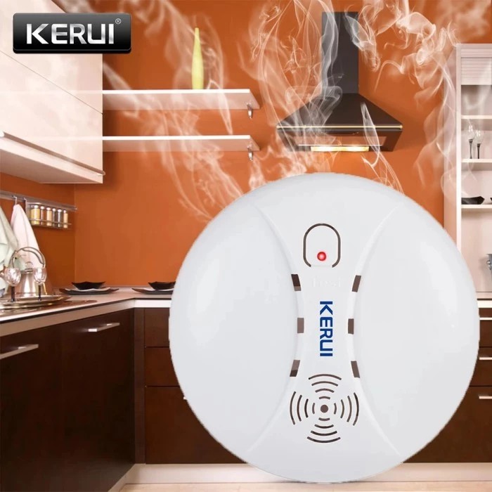 Jual Sensor Asap smoke detector KERUI kebakaran wireless Alarm System ...
