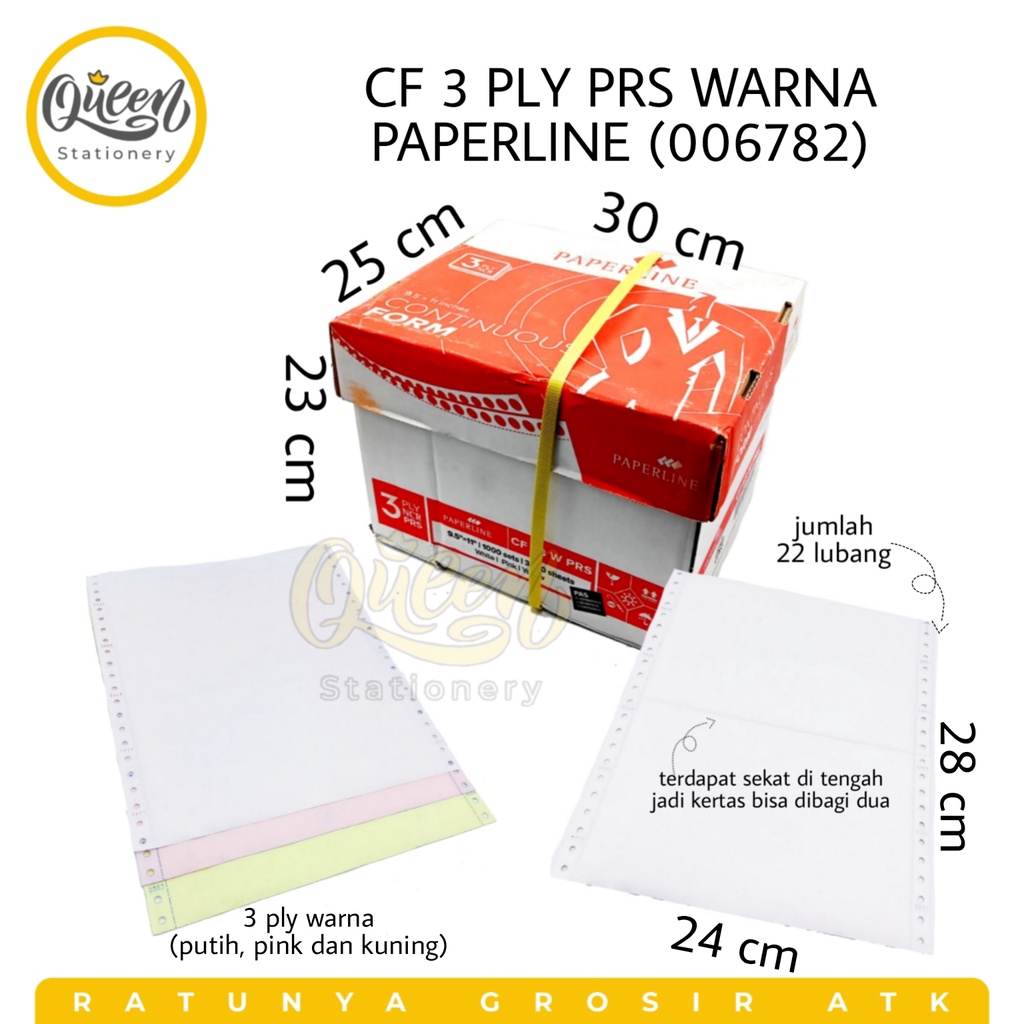 Jual 1 BOX RSM CF 3 PLY PRS WARNA PAPERLINE / CONTINUOUS FORM / KERTAS ...