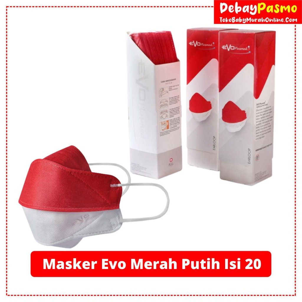 Jual [Spesial Edition] Masker Medis Evo Plusmed MERAH PUTIH Earloop isi ...