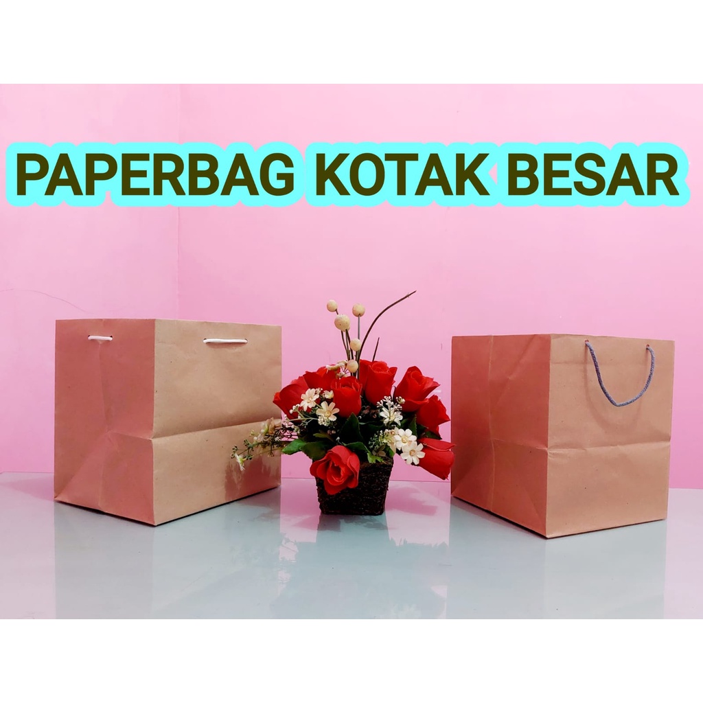Jual Paper bag Kotak Coklat Polos BESAR / Paperbag Box Nasi kotak / Box ...