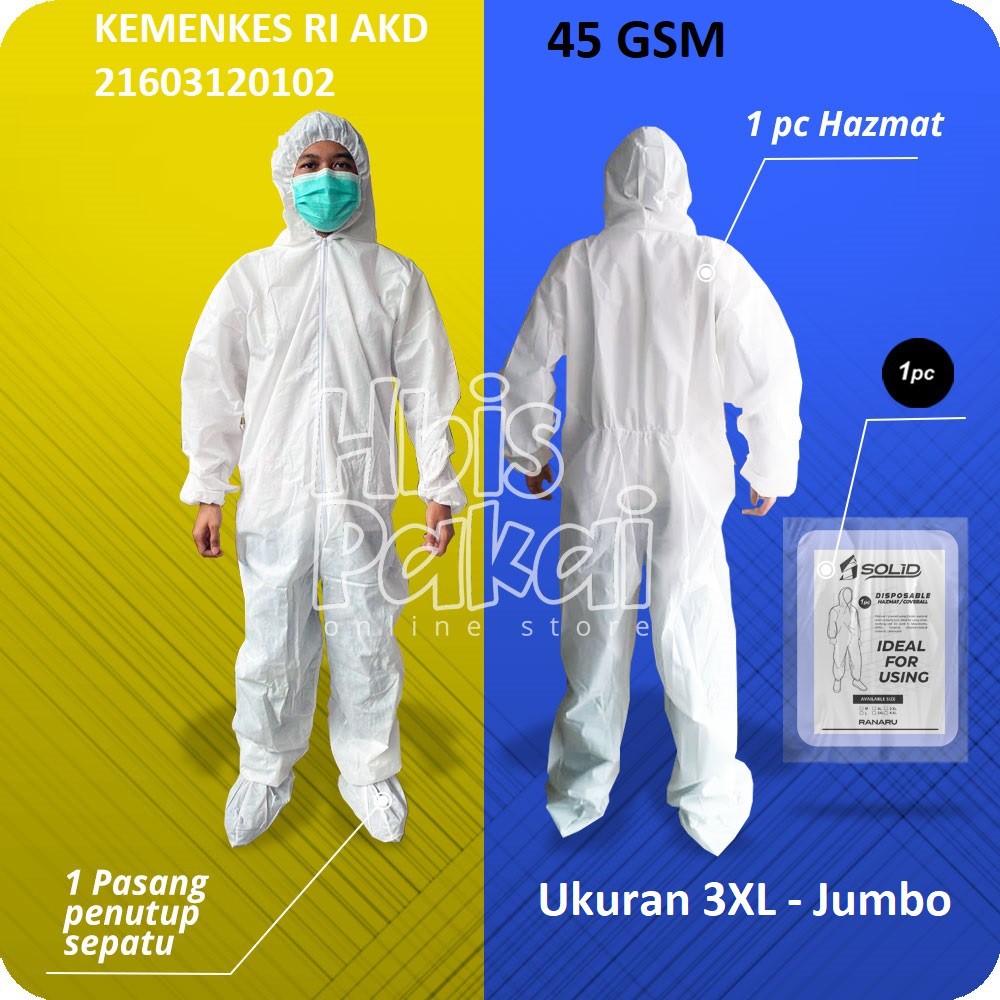 Jual Apd Hazmat Kemenkes Ri Akd 21603120102 Ukuran 3XL Jumbo - Solid ...