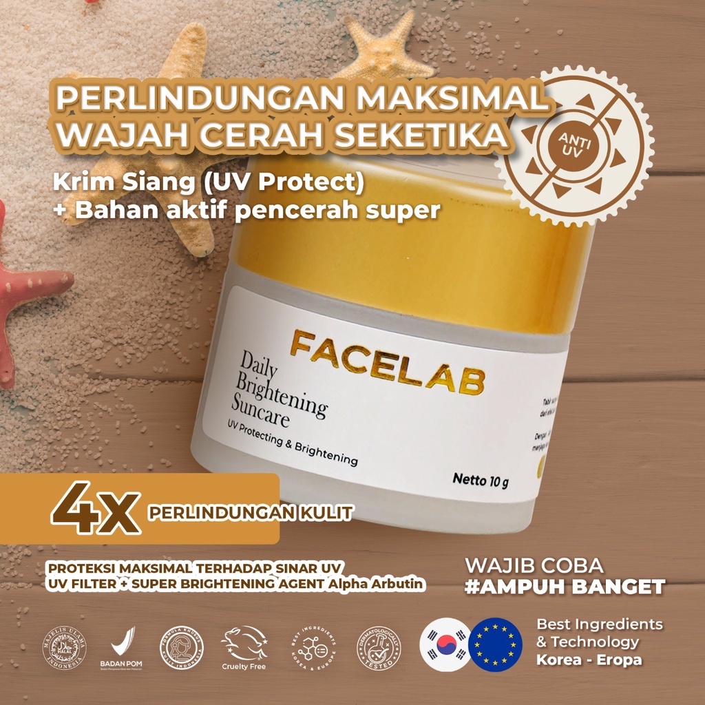 Jual FACELAB - DAILY BRIGHTENING SUNCARE 10 G | SUNSCREEN PENCERAH WAJAH SPF 30 | Shopee Indonesia
