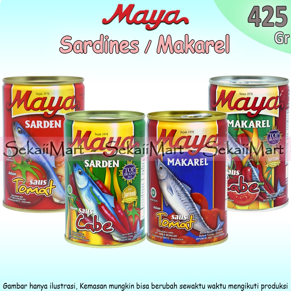Jual MAYA Ikan Kaleng Sarden / Makarel - Saus Tomat / Pedas 425g ...
