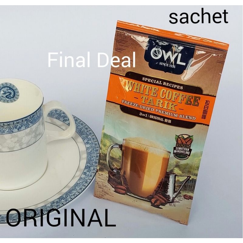 Jual Sachet Owl White Coffee Tarik 3 in 1 Original/Hazelnut/Coconut ...