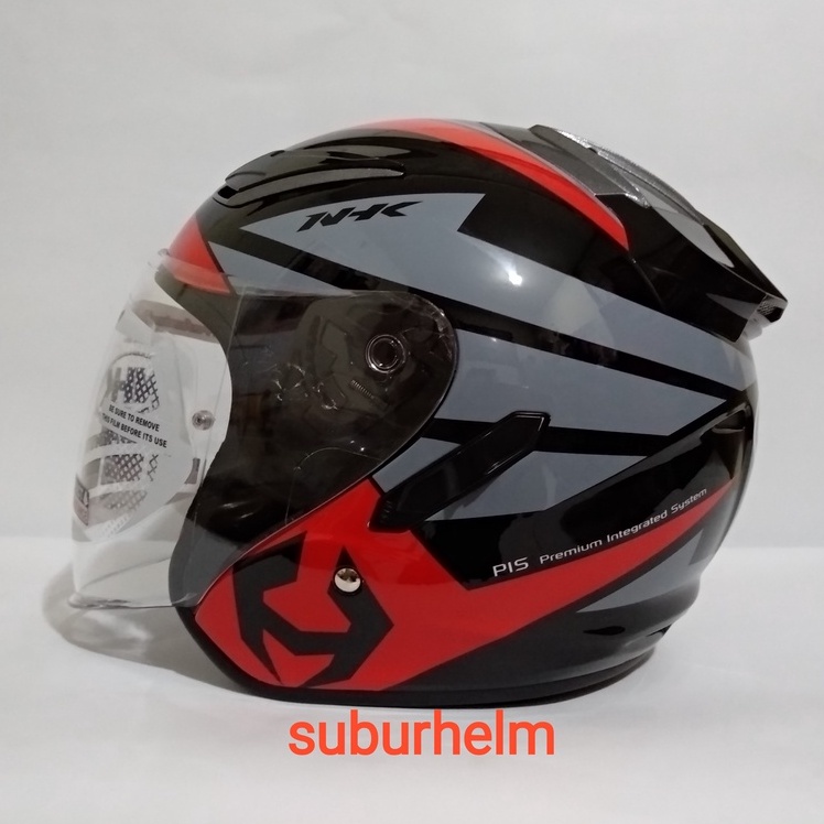 Jual HELM NHK R1 NEMA BLACK RED SILVER DOFF DAN GLOSSY HALF FACE DOUBLE ...