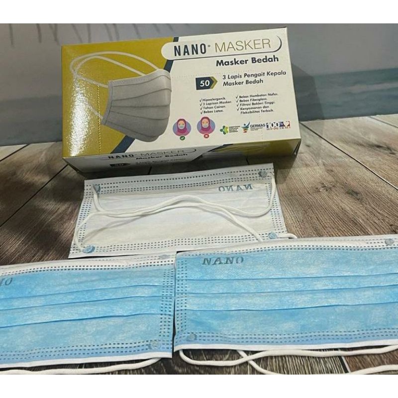 Jual Nano Headloop Masker Bedah Hijab Isi 50pcs ( KEMENKES ) | Shopee ...