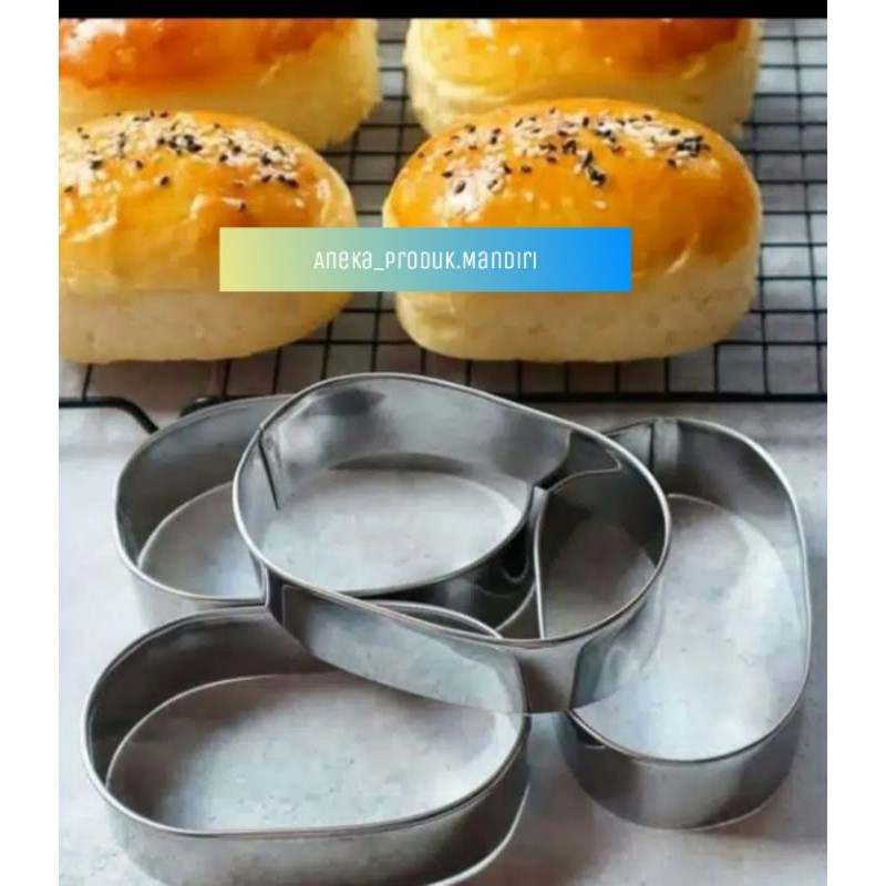 Jual Cetakan ring cutter/roti bentuk oval uk.11x7x3cm 12 pcs | Shopee ...