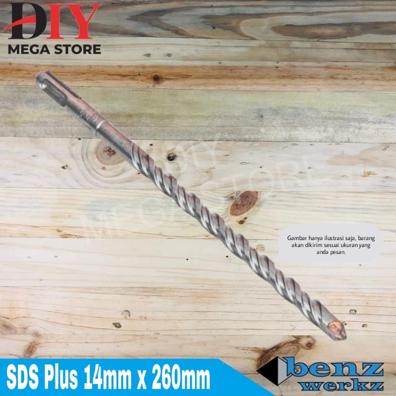 Jual Mata bor beton SDS plus ukuran 14mm x 260mm / SDS plus Z4 benz ...