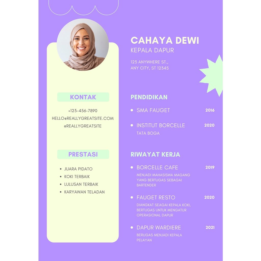 Jual Desain CV (Curriculum Vitae) Ungu & Cream Minimalis Lulusan Baru ...