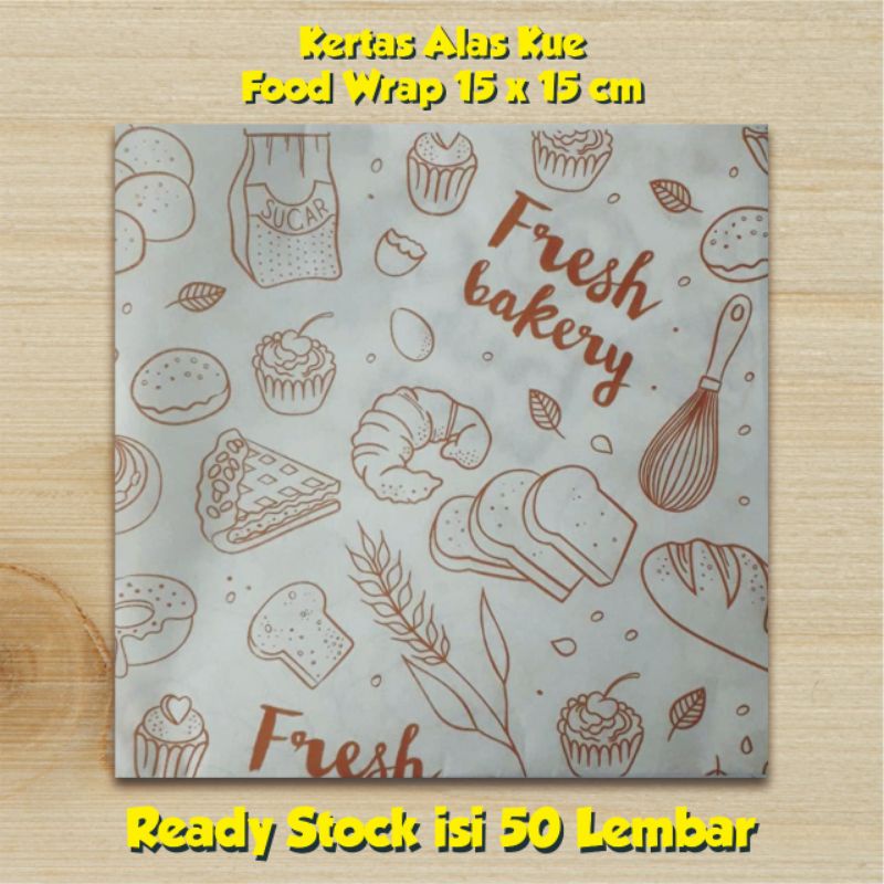 Jual Kertas roti alas kue baking wrap paper motif fresh bakery simple ...