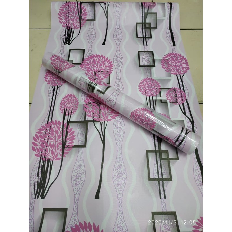 Jual PROMO!!! WALLPAPER MOTIF 3D POHON KOTAK PINK/wallpaper stiker ...