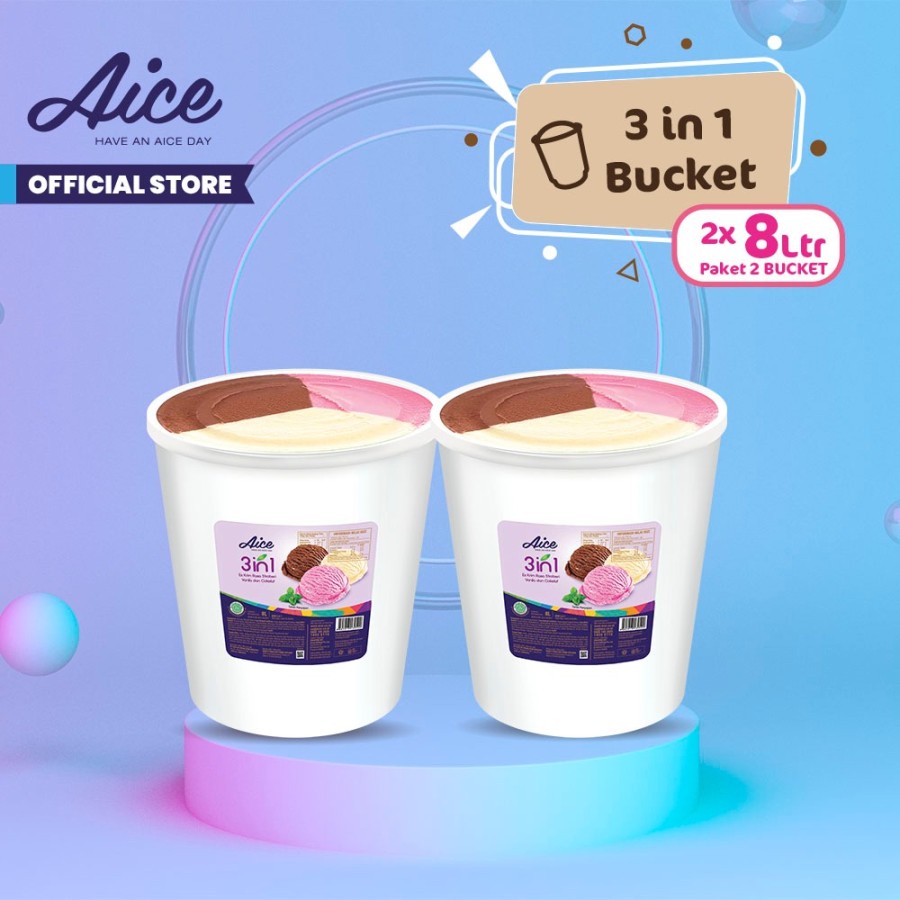 Jual Aice Ice Cream Paket 2 Bucket 3 in 1 8 L | Shopee Indonesia