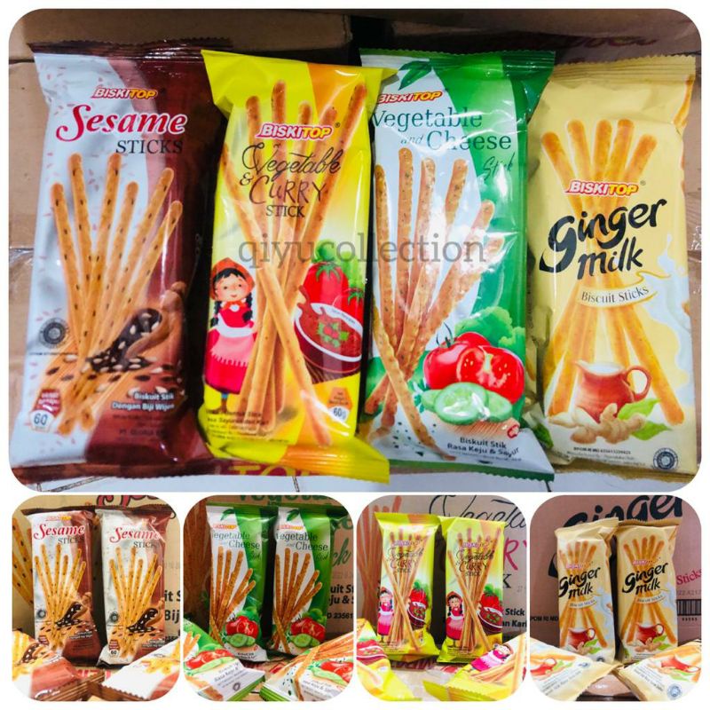 Jual ECER Biskuit Vegetable Cheese Sesame Ginger Milk Curry Stick Stik ...