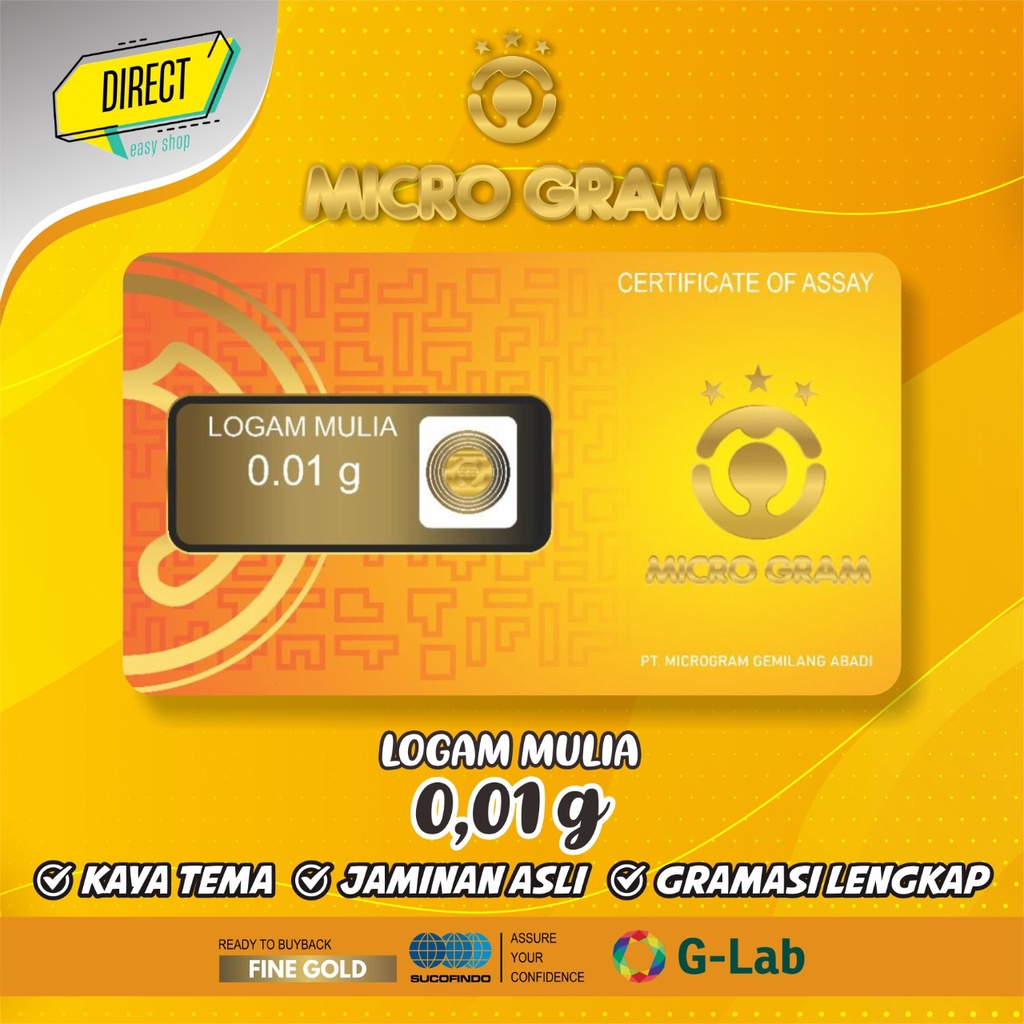 Jual EMAS MINI MICROGRAM 0.01 Gram LOGAM MULIA 24KARAT DIJAMIN ASLI ...