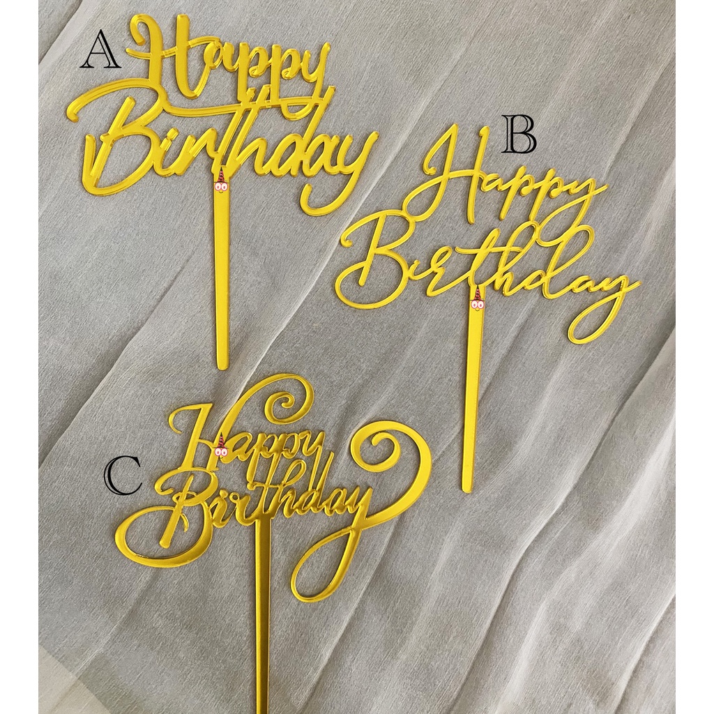 Jual Topper Kue Akrilik | Cake Topper Akrilik Happy Birthday | Tusukan Hiasan Kue Akrilik ...