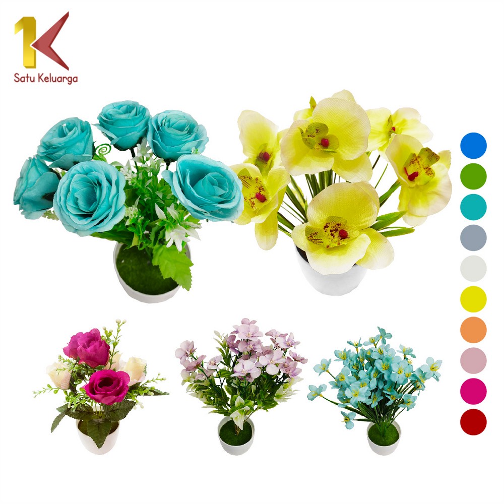 Jual Satu Keluarga Ornamen Pot Tanaman Bunga Plastik C545 C550 Dekorasi ...