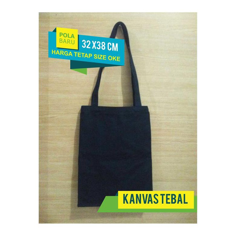 Jual tas kanvas tote bag hitam polos , readystok, tebal dan murah | Shopee Indonesia