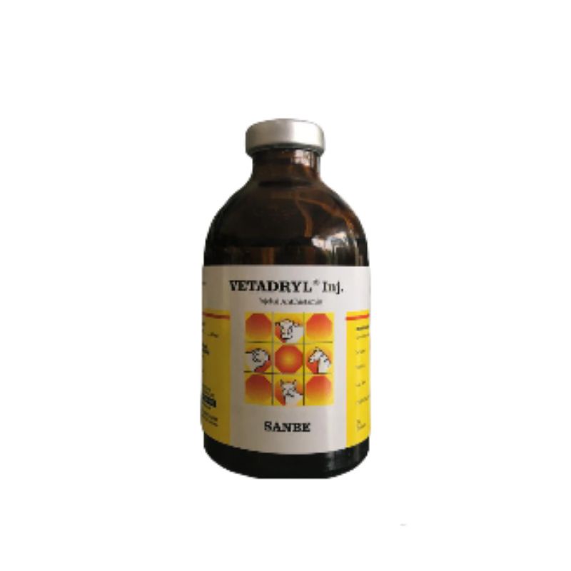Jual Sanbe Farma / VETADRYL Inj 100 ml - Obat alergi hewan sapi kambing ...