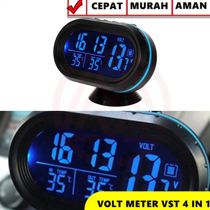 Jual VOLT METER VST VOLT METER DIGITAL 4 IN 1 MOBIL JAM SUHU LUAR DALAM ...