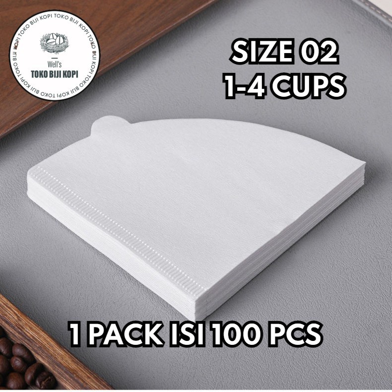 Jual Kertas Filter Saringan V60 Drip Kopi Size 02 1-4 Cup Putih Isi 100 ...