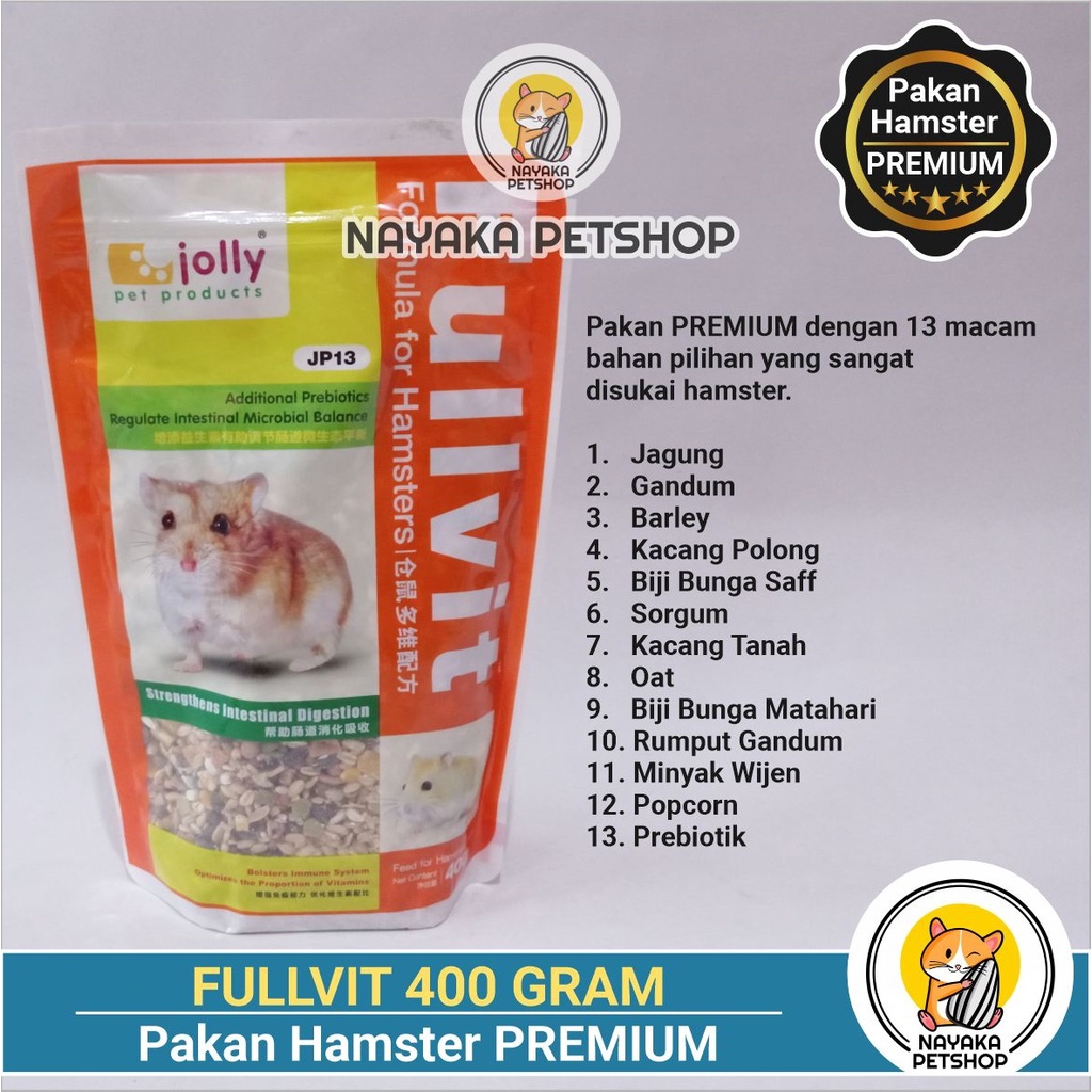 Jual Fullvit 400 gr Pakan Premium Hamster Hamfood Makanan Mix | Shopee ...