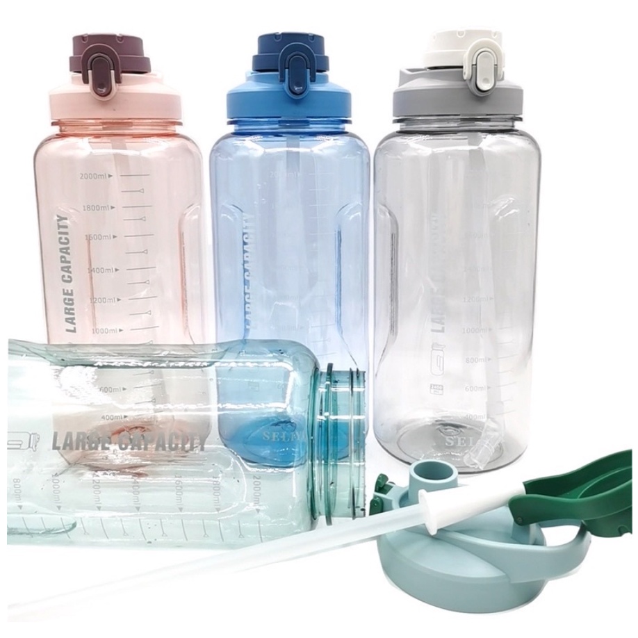 Jual BOTOL MINUM JUMBO 2400 ML DOUBLE LOCK 2,4 LITER BPA FREE PRAKTIS MURAH SIMPEL BESAR MUDAH ...