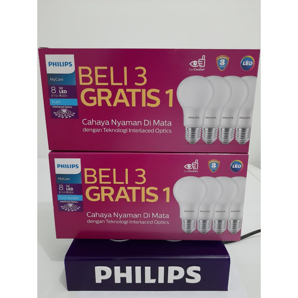 Jual LAMPU PHILIPS LED 8 WATT PACK | Shopee Indonesia