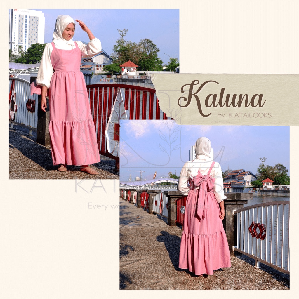 Jual Kaluna One Set Dress, Outer Dress dan Kemeja Putih Lengan Panjang ...