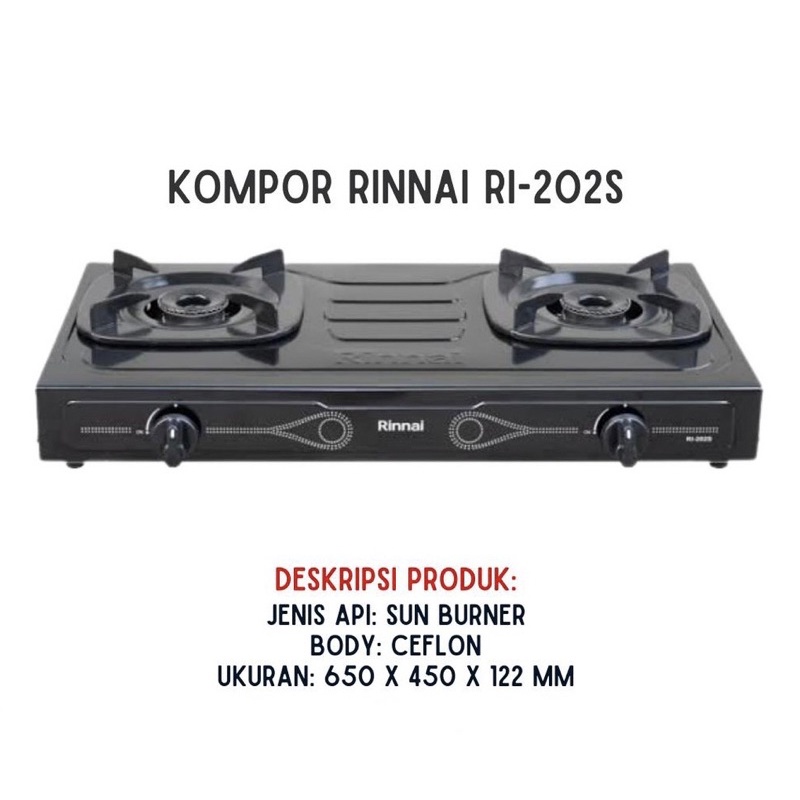 Jual Kompor gas Rinnai 2 tungku RI-302S / RI-202S. garansi 1 tahun | Shopee Indonesia