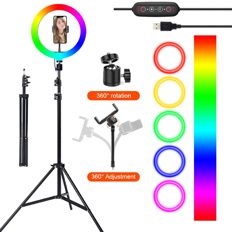 Jual Ring light LED 33cm + Tripod 2.1M Lampu Makeup Seflie | Shopee ...